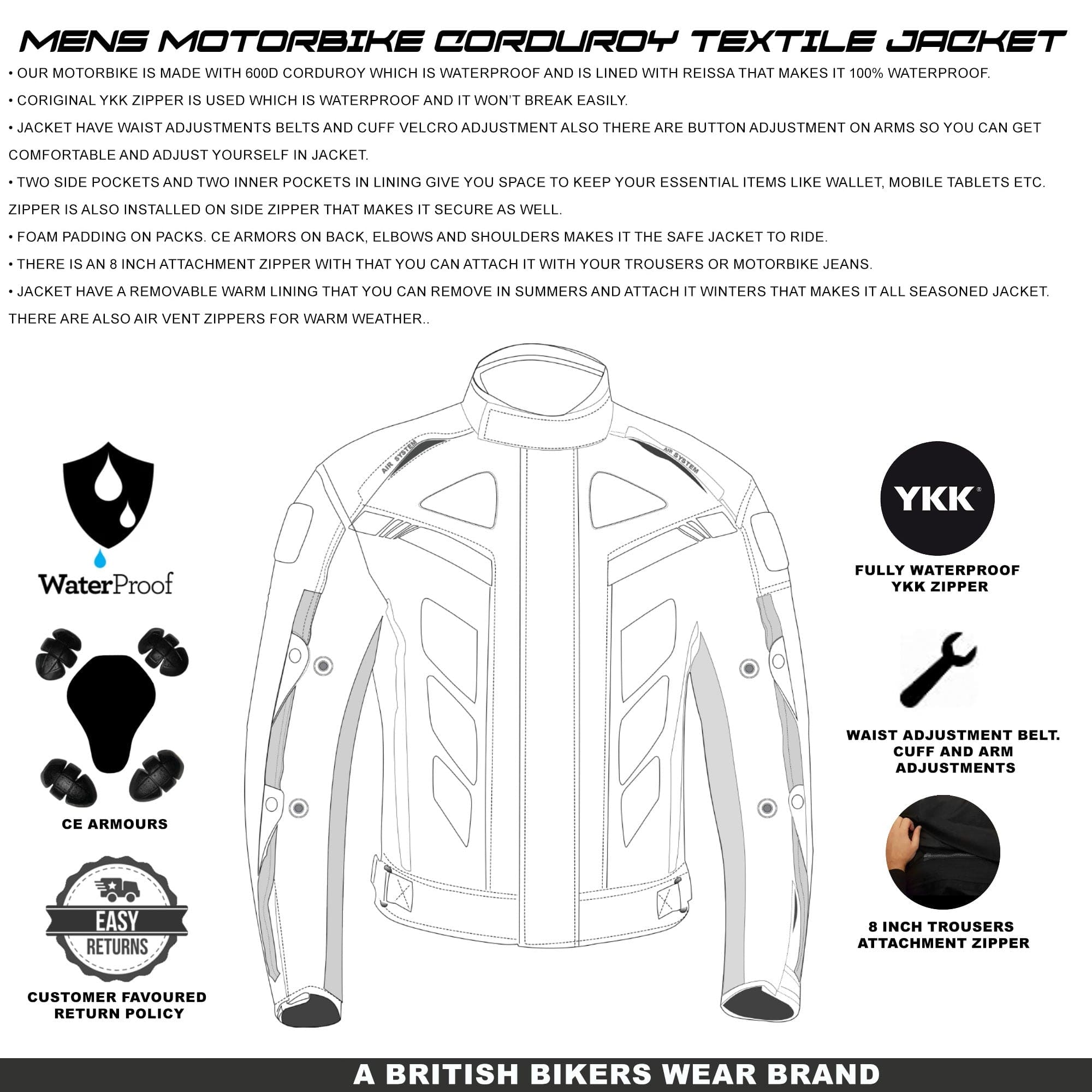 Motorcycle Corduroy Jacket Black – Vaster Moto